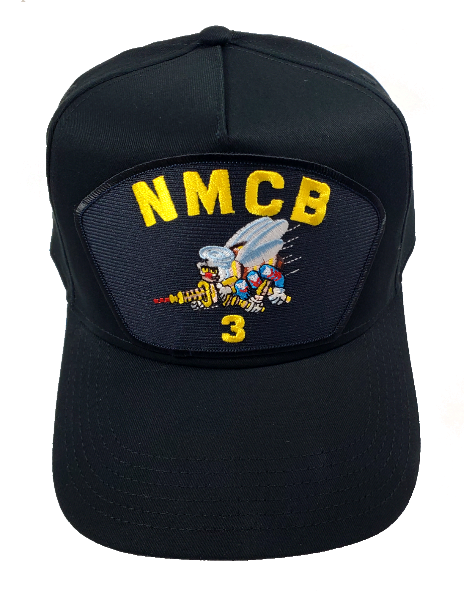 US Navy Seabees NMCB-3 HAT - Black - Veteran Owned Business | HATNPATCH