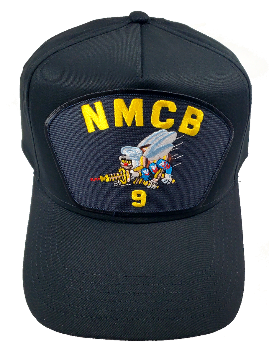 US Navy Seabees NMCB-9 HAT - Black - Veteran Owned Business | HATNPATCH
