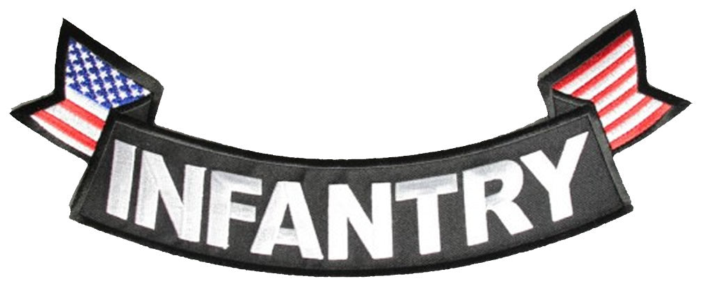 Large INFANTRY Bottom Rocker Patch with USA Flags for Jacket | HATNPATCH