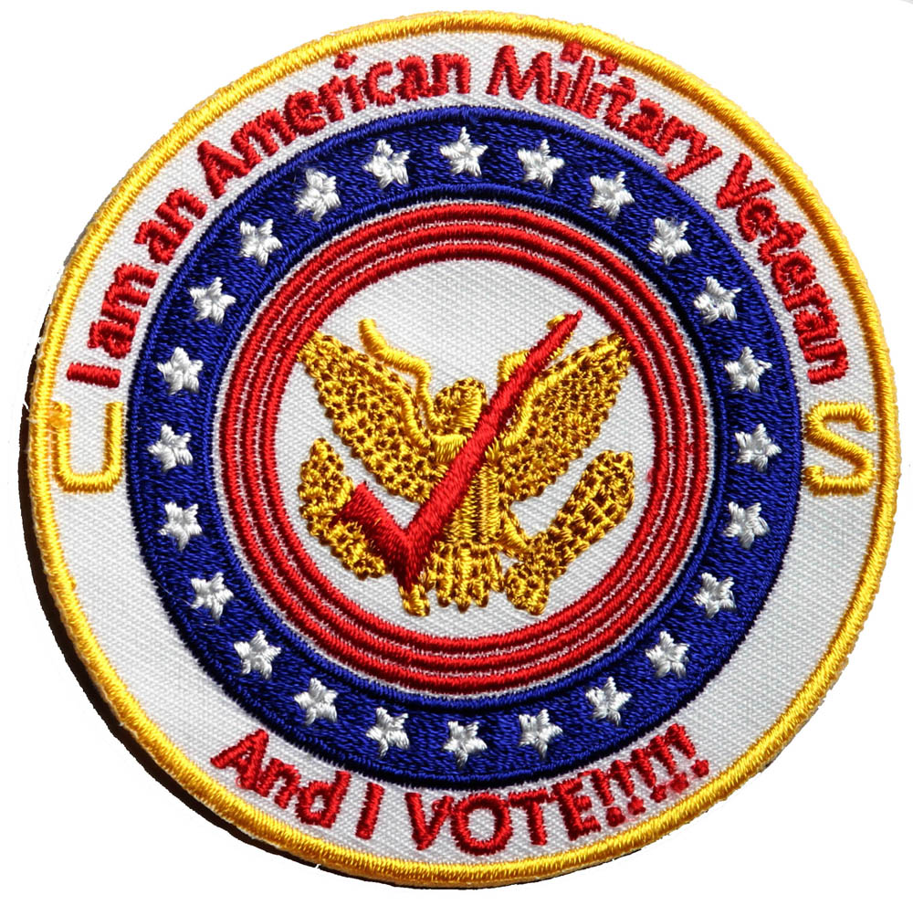 I AM AN AMERICAN MILITARY VETERAN AND I VOTE!!!!!! ROUND PATCH– HATNPATCH