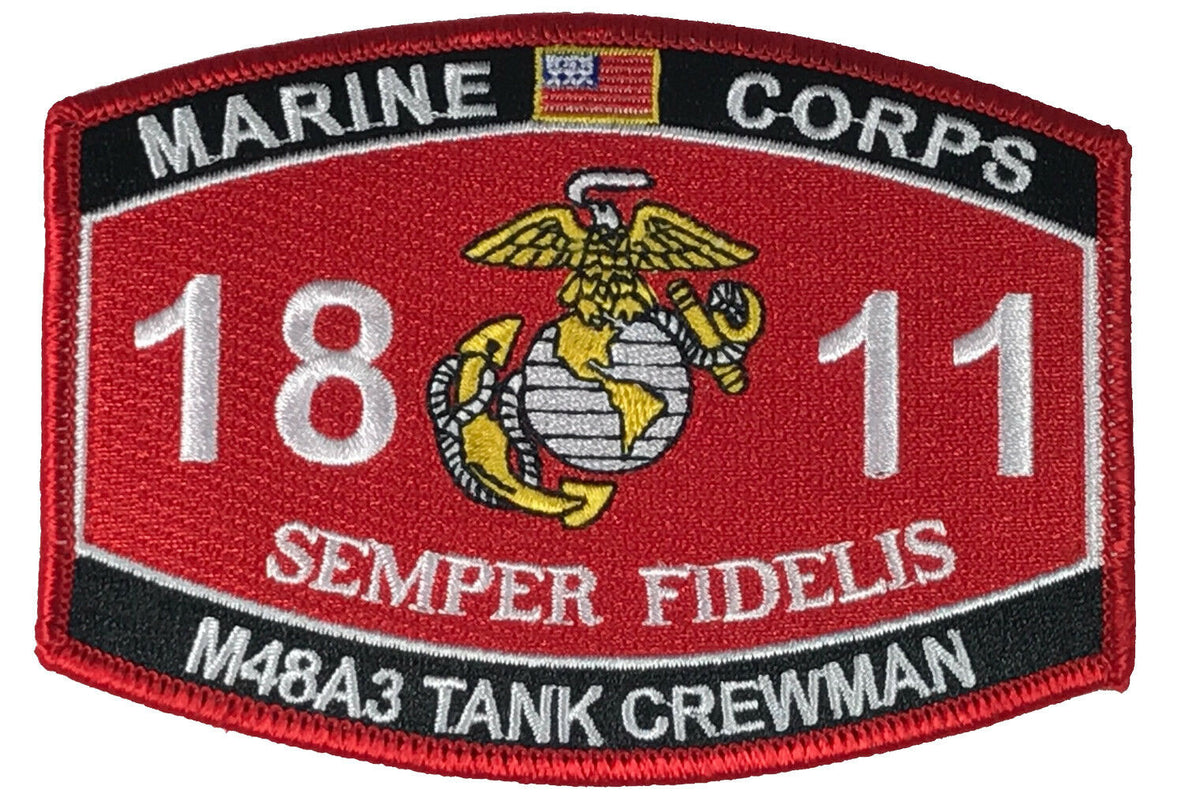 USMC MARINE CORPS 1811 M48A3 TANK CREWMAN SEMPER FIDELIS MOS PATCH ...