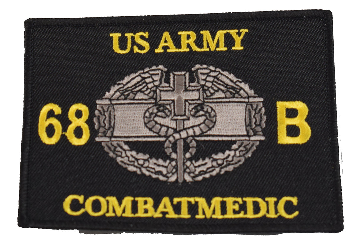 US ARMY 68B COMBAT MEDIC PATCH - Silver & Gold on Black Background ...