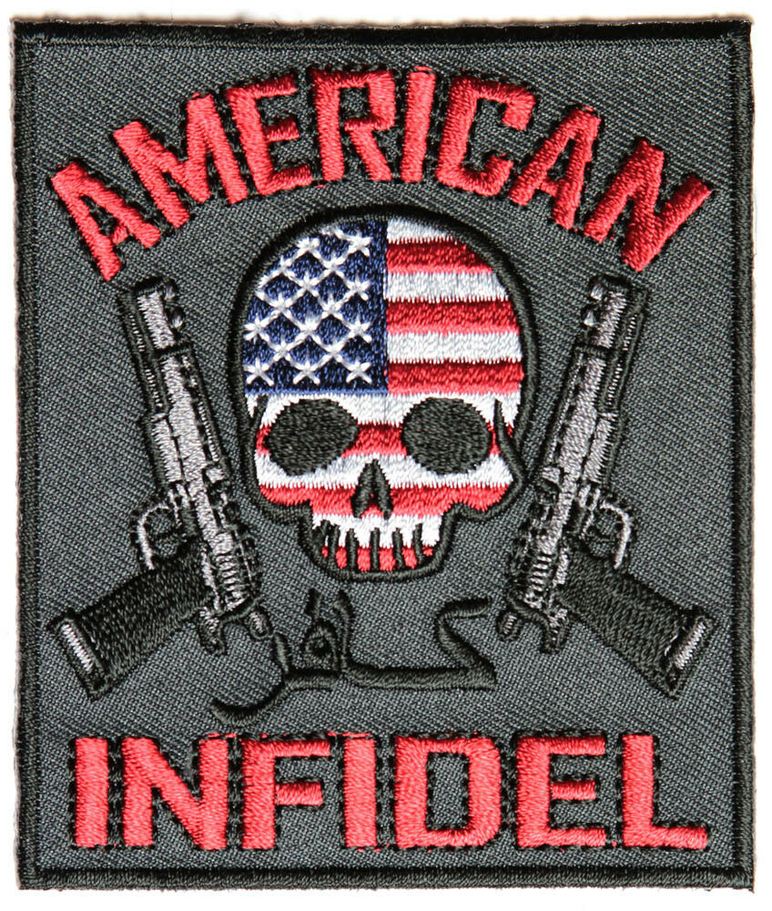AMERICAN INFIDEL SKULL PISTOLS PATCH KAFIR UNFAITHFUL CHRISTIAN MUSLIM ...
