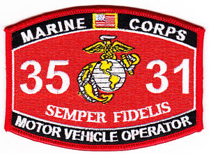 US Marine Corps 3531 Motor Vehicle Operator MOS Patch | HATNPATCH