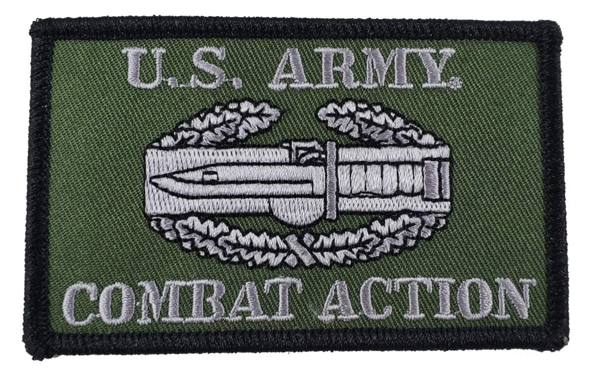 US ARMY COMBAT ACTION BADGE CAB PATCH VETERAN WREATH BAYONET GRENADE OD ...