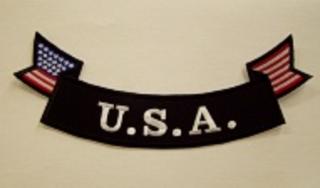 Large USA Rocker/Banner w/USA Flag PATCH | HATNPATCH