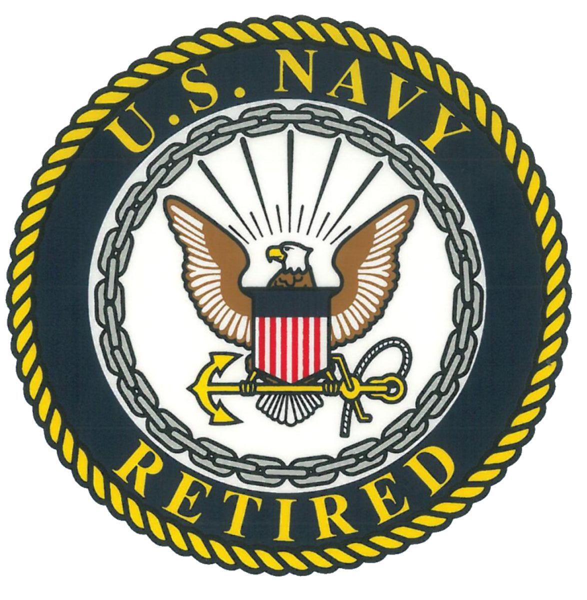 U.S. NAVY RETIRED 4" ROUND DECAL– HATNPATCH