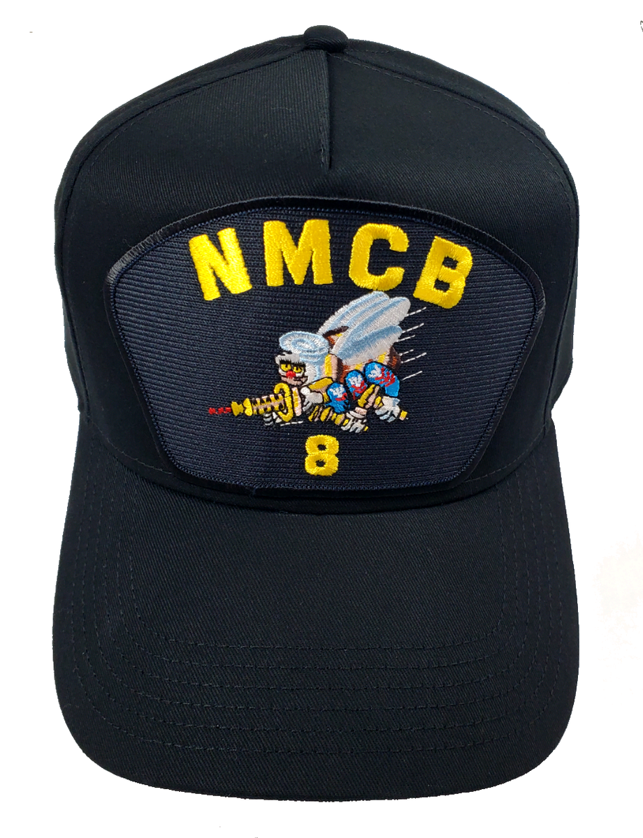 US Navy Seabees NMCB-8 HAT - Black - Veteran Owned Business | HATNPATCH